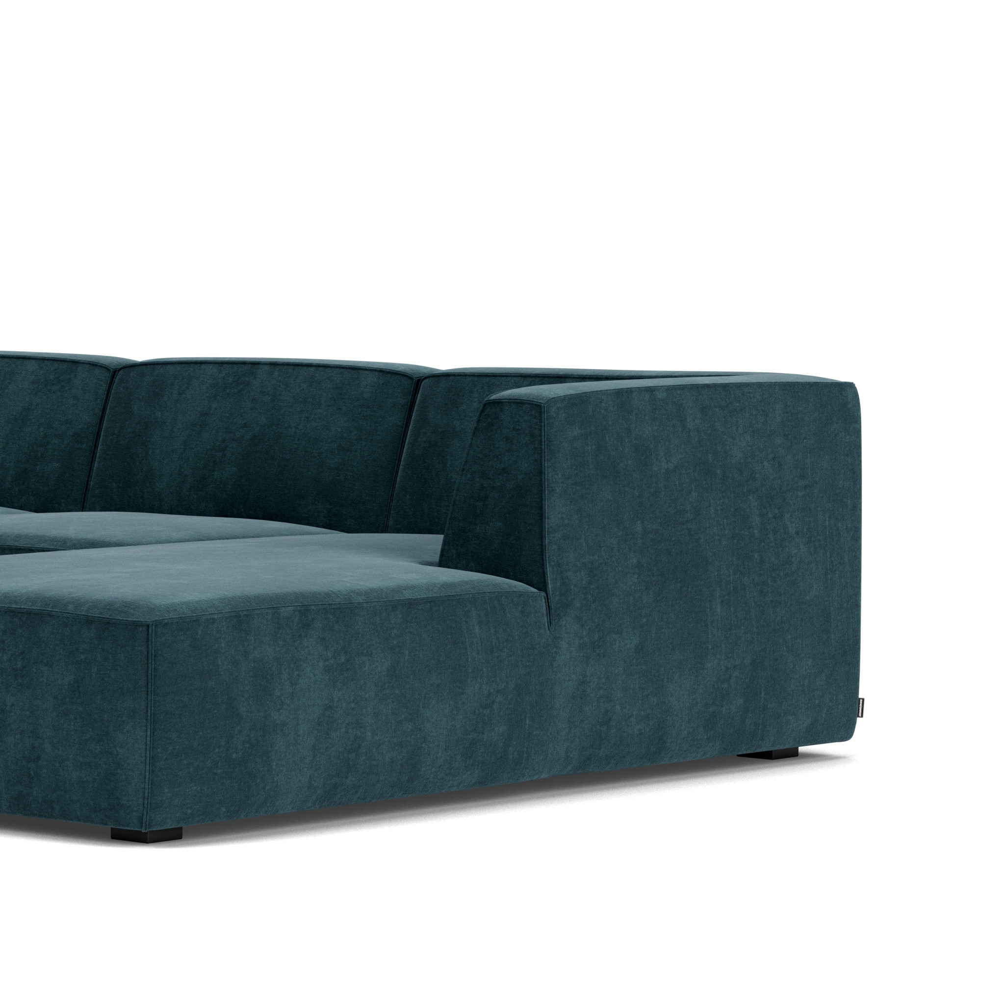 Dane, modulaire 3-zits zetel chaise longue rechts Blauw - Danny Dusty Blue - SOFACOMPANY