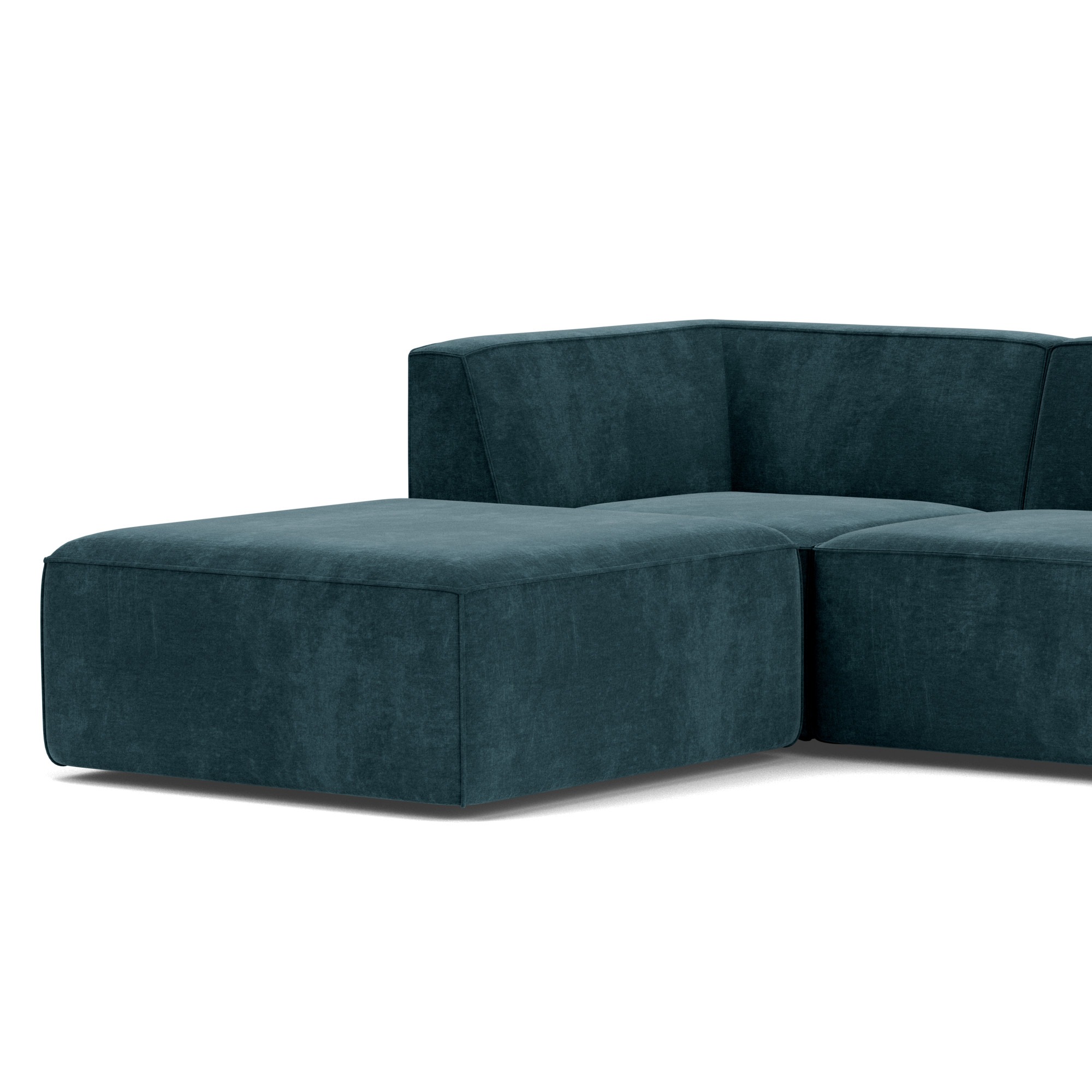 Dane, modulaire 3-zits zetel met hocker Blauw - Danny Dusty Blue - SOFACOMPANY