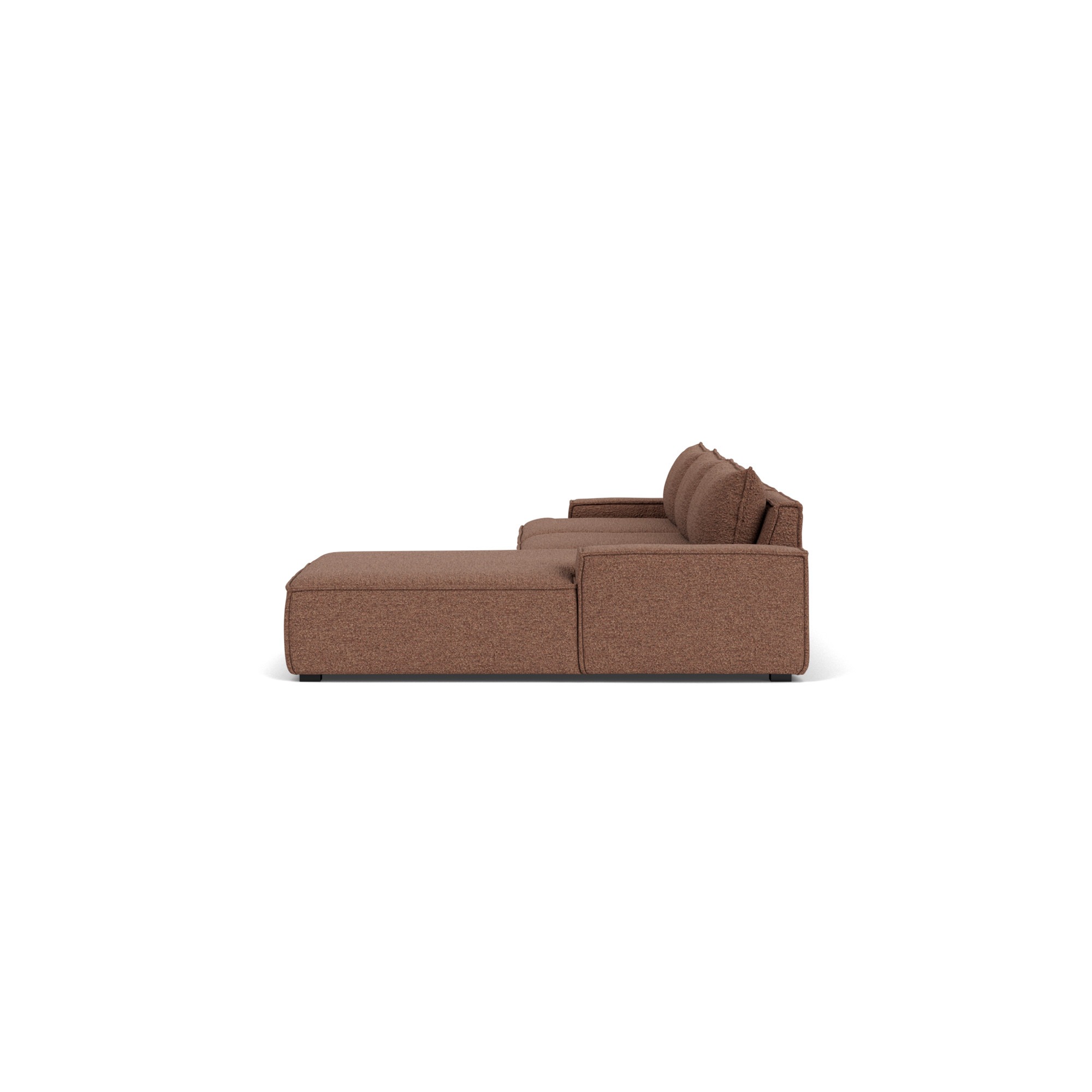 Daphne, modulaire 4-zits zetel chaise longue rechts Bruin - Pebble Rust ...