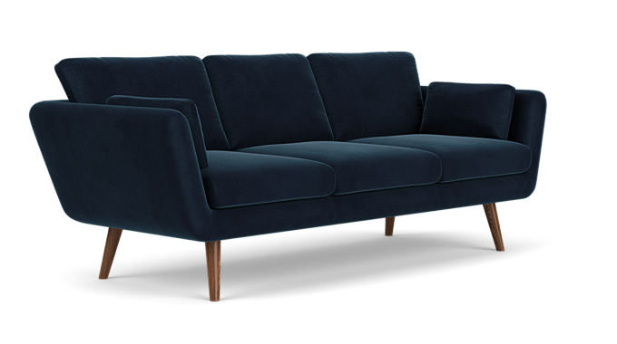 Navy velvet 3 seater sofa store
