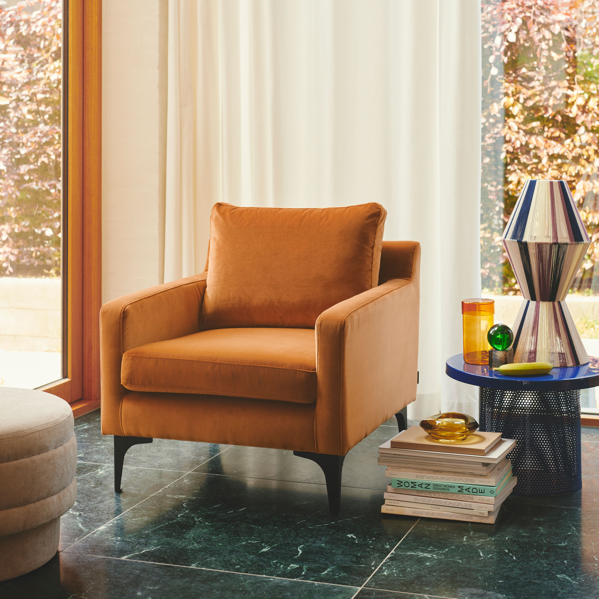 West elm orange chair store