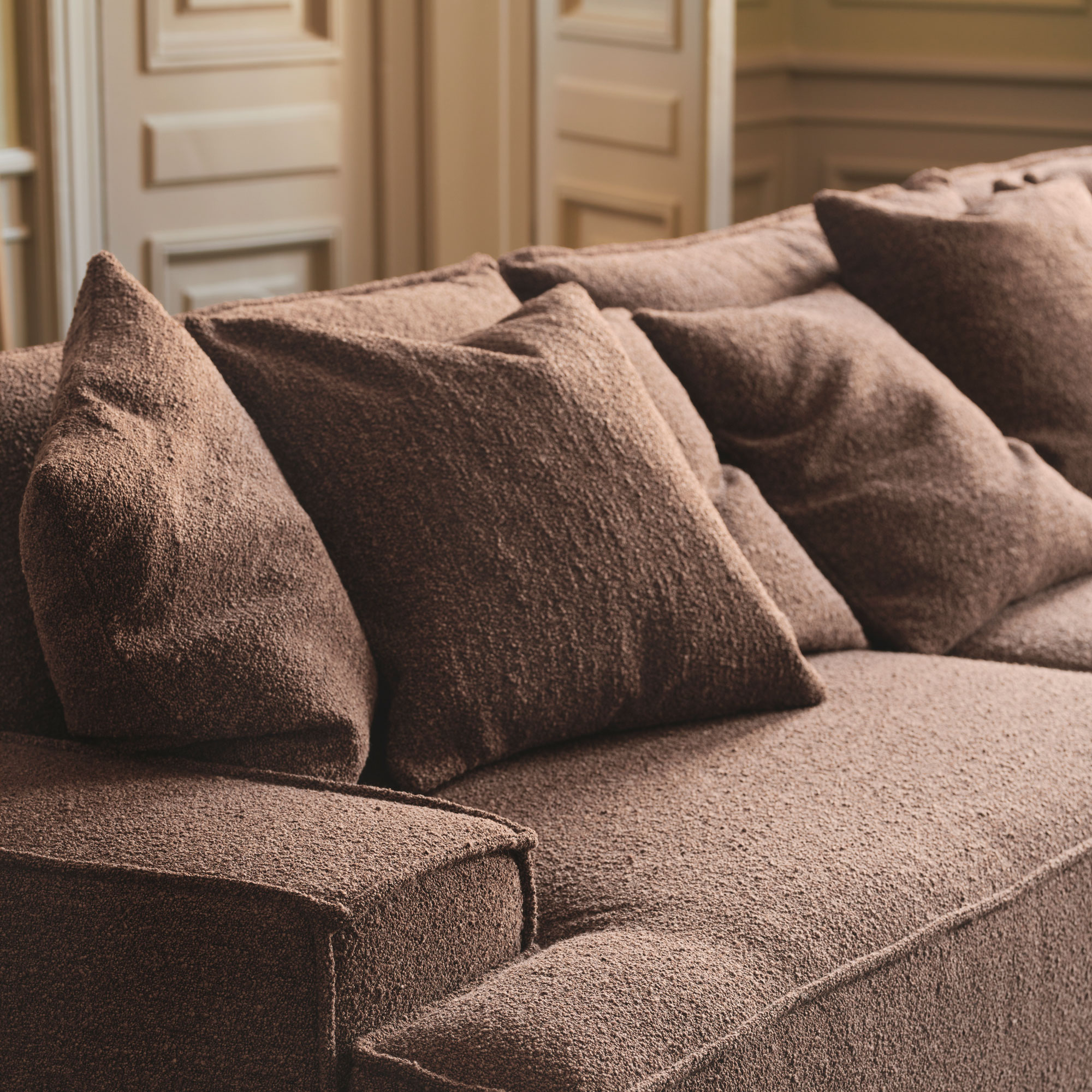 Daphne, hörnmodulsofa, vänster Brun - Pebble Rust - SOFACOMPANY