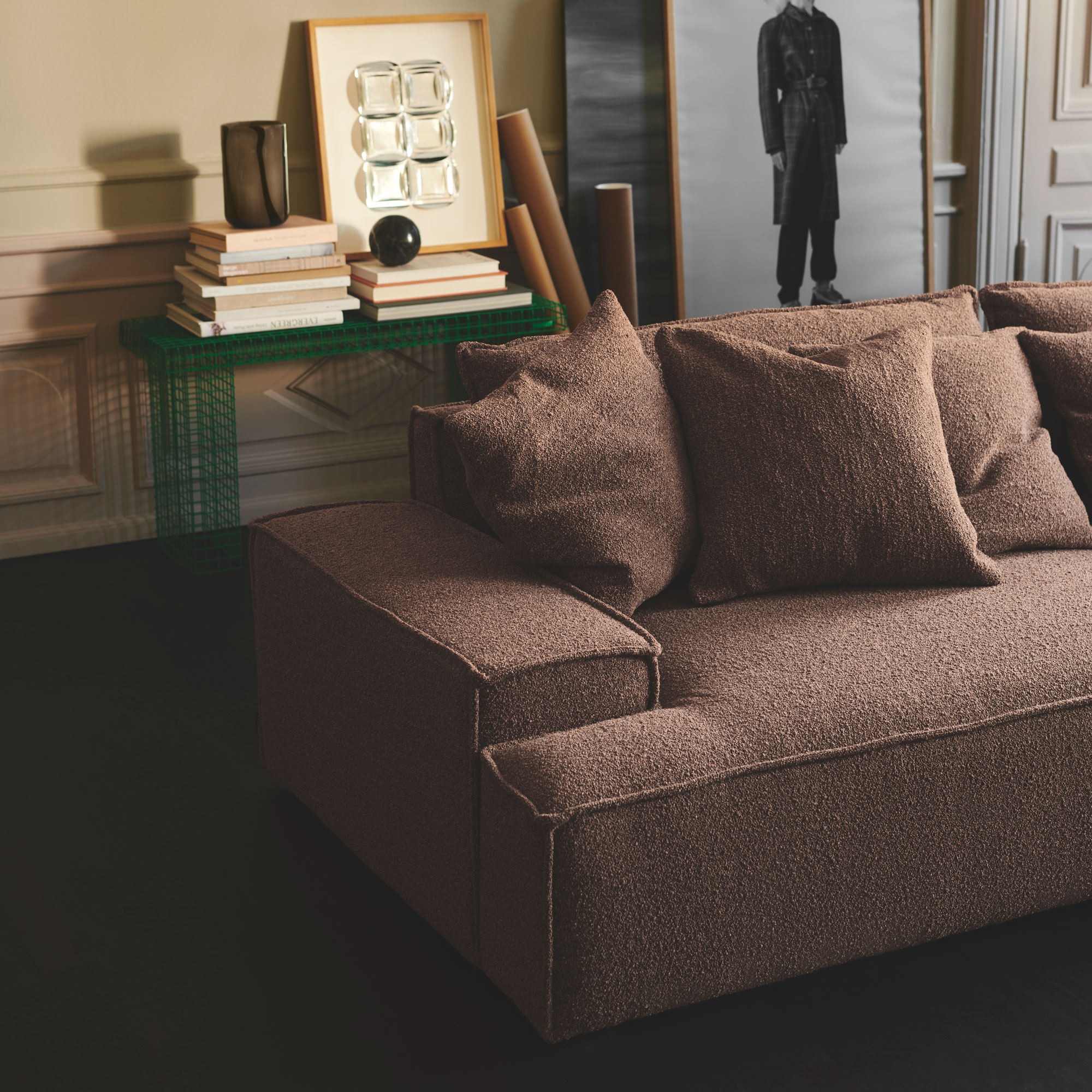 Daphne, modulaire 2-zits zetel chaise longue rechts Bruin - Pebble Rust - SOFACOMPANY