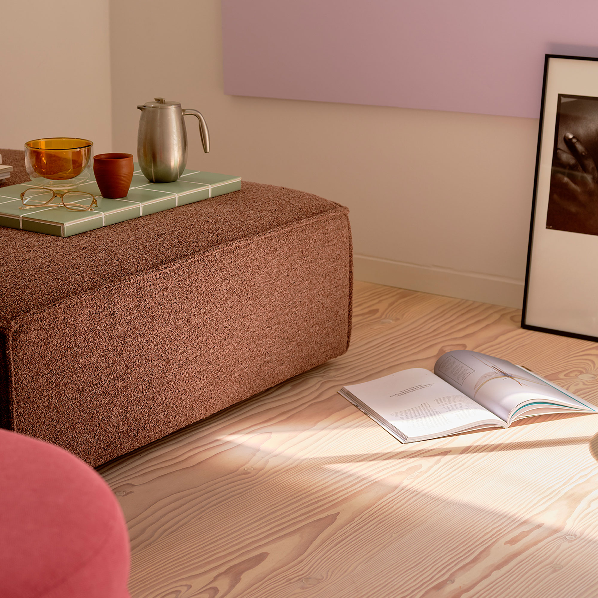 Daphne, 3,5-sits modulsoffa divan vänster Brun - Pebble Rust - SOFACOMPANY